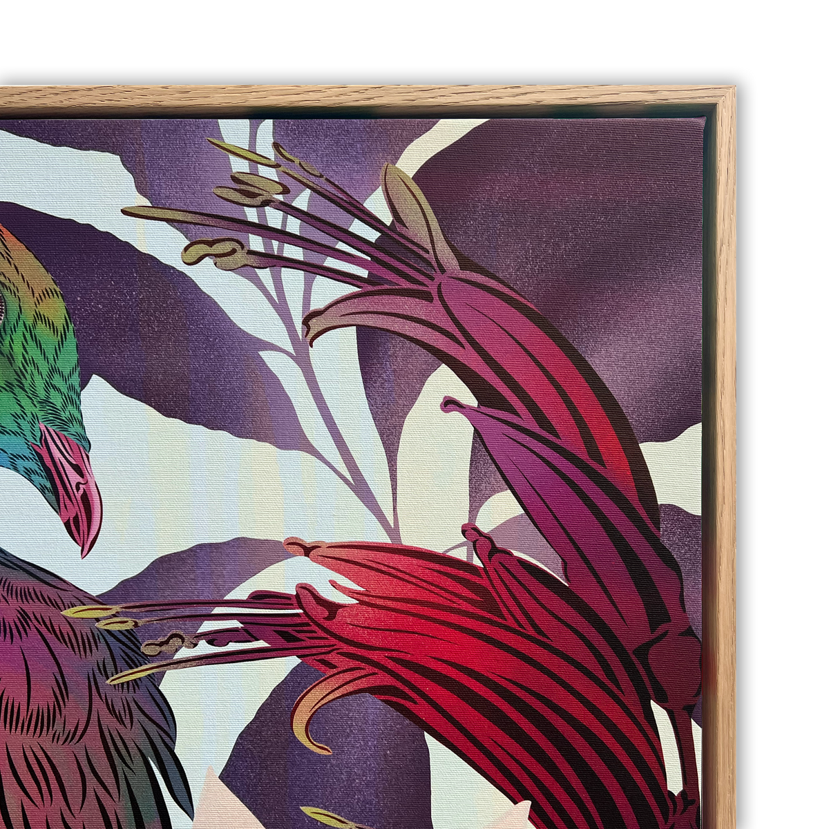Perched Kererū & Harakeke Printed Canvas - FLOX