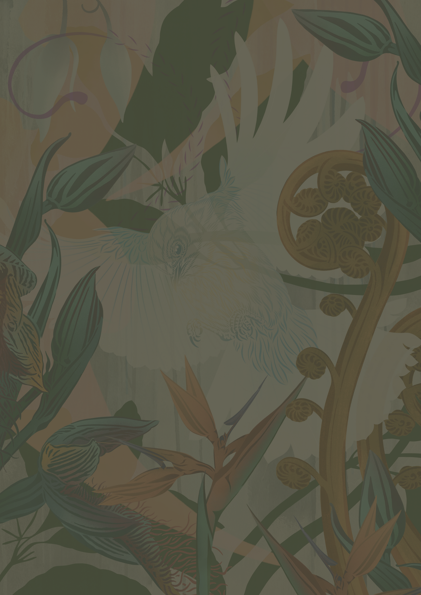 White Fantail & Punga Boutique Print - FLOX