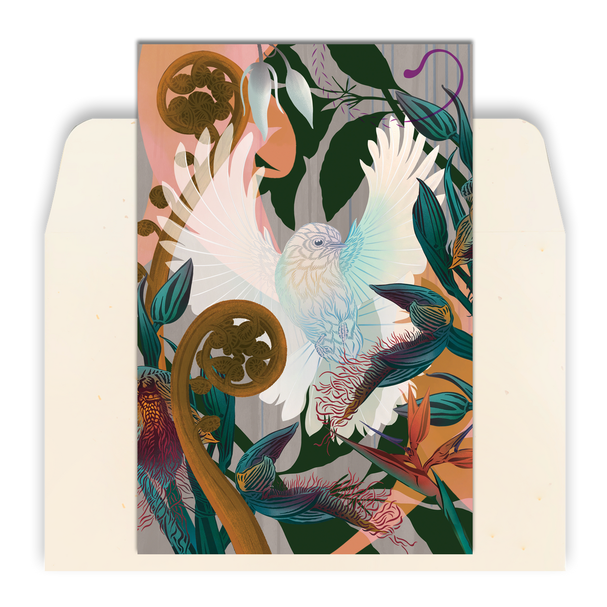 Fantail & Punga Greeting Card - FLOX