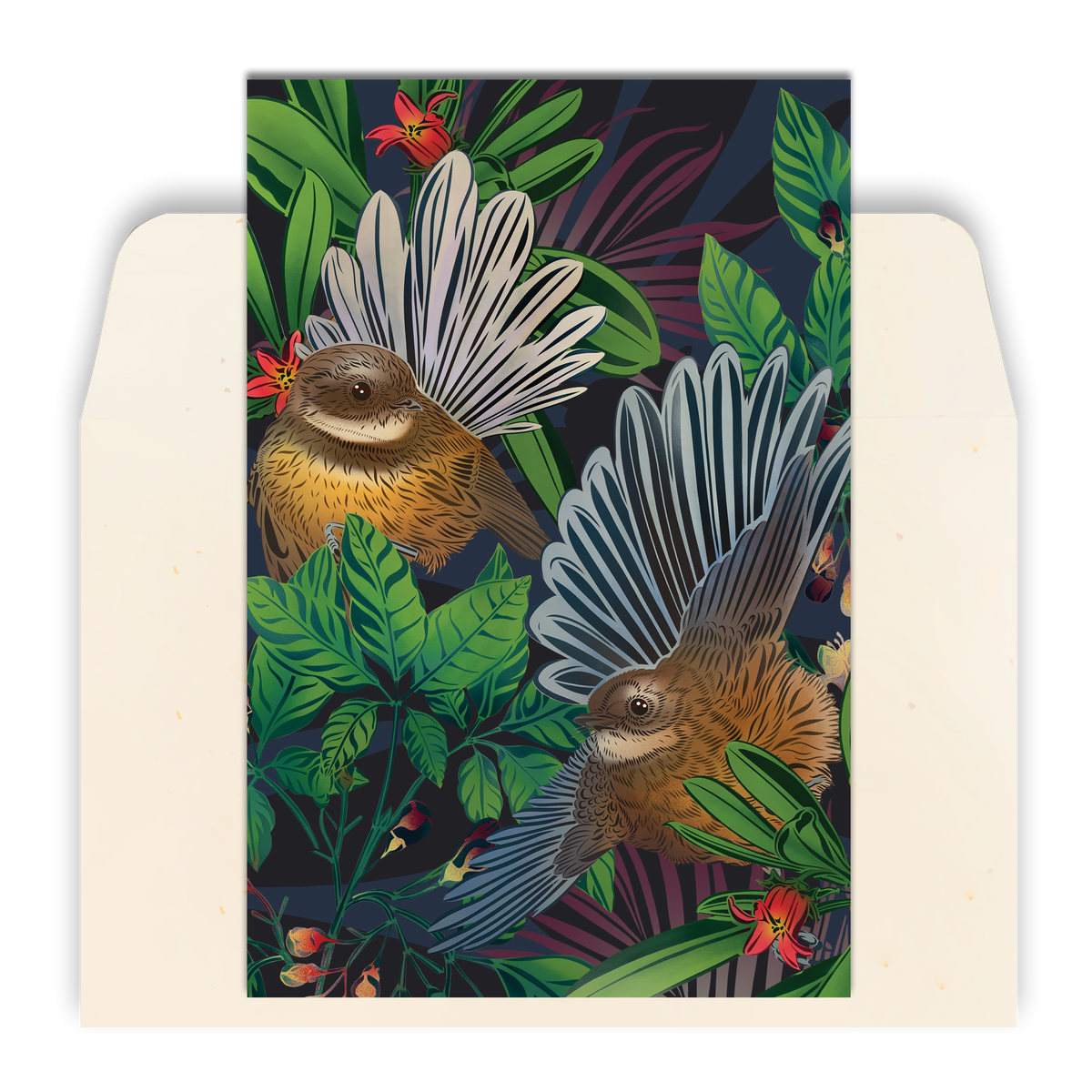Pīwakawaka & Karo Greeting Card - FLOX